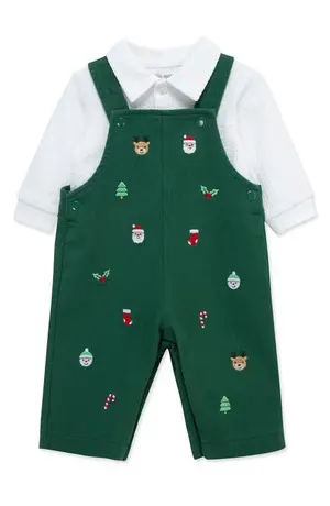LITTLE ME Merry Top & Overalls Set - Green