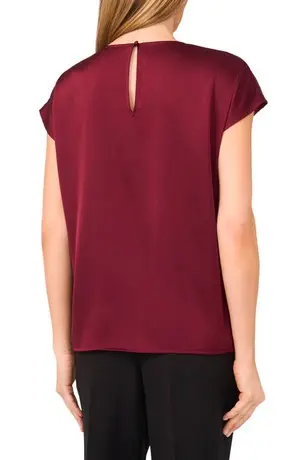 Halogen Sequin Cap-sleeve Top - Burgundy
