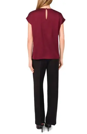 Halogen Sequin Cap-sleeve Top - Burgundy