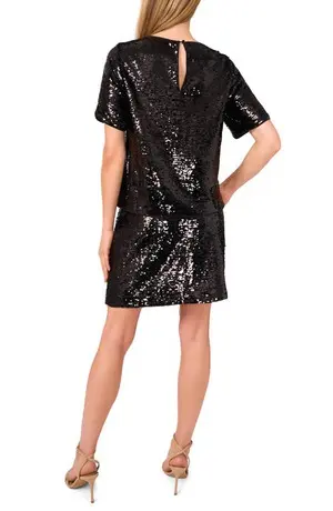 Halogen Sequin Miniskirt - Rich Black