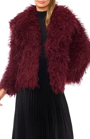 Halogen Faux Fur Jacket - Burgundy