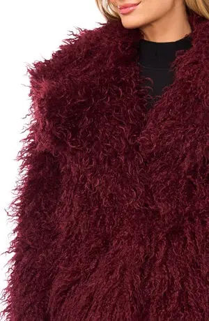 Halogen Faux Fur Jacket - Burgundy