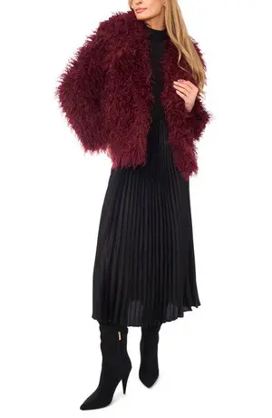 Halogen Faux Fur Jacket - Burgundy