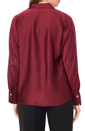 Halogen Charmeuse Button-up Shirt - Burgundy