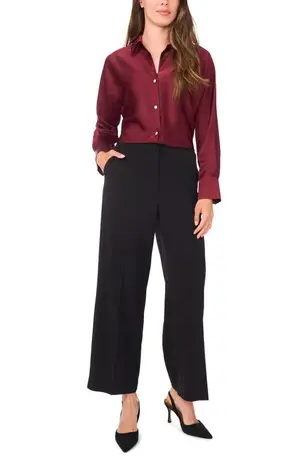 Halogen Charmeuse Button-up Shirt - Burgundy
