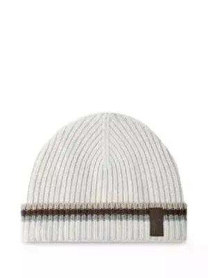 Paul & Shark Ribbed Beanie Hat - Neutrals