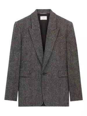 Saint Laurent Herringbone-pattern Wool Blazer - Black