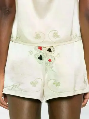 BODE Embroidered Silk Shorts