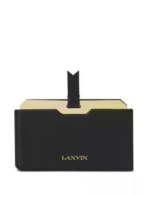 LANVIN Gold-stamp Leather Card Holder - Black