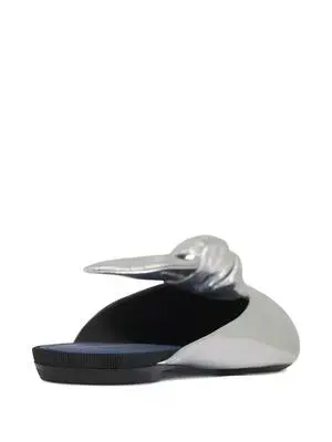 LANVIN Knotted Pointed-toe Mules - Silver
