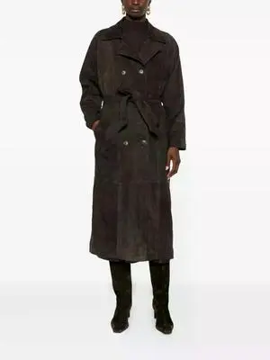 MARA BINI Leather Double-breasted Coat
