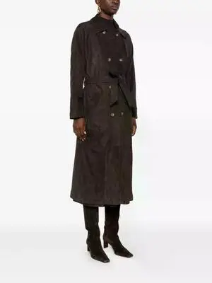 MARA BINI Leather Double-breasted Coat