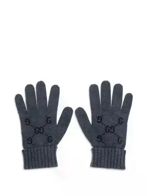 Gucci Logo-pattern Knitted Gloves - Grey