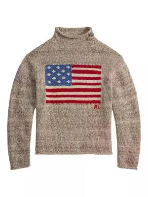 Polo Ralph Lauren Turtleneck Sweater With American Flag Intarsia