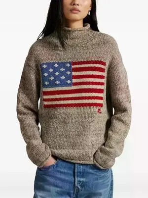 Polo Ralph Lauren Turtleneck Sweater With American Flag Intarsia