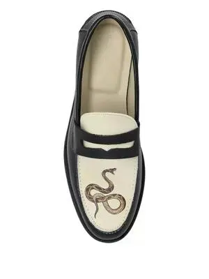 DUKE + DEXTER Wilde Snake-print Loafers