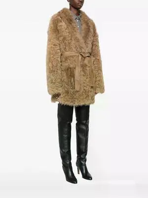 NUMEROOTTO Belted Faux Fur Jacket