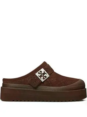 Tory Burch Mellow Shearling Platform Mules - Brown