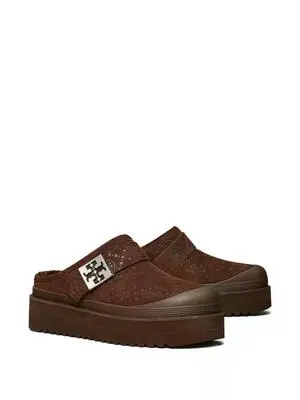 Tory Burch Mellow Shearling Platform Mules - Brown
