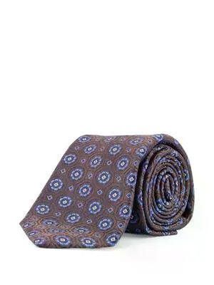 Kiton Geometric-jacquard Neck Tie - Brown