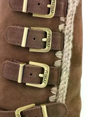 Mou Crochet-trimmed Buckle Boots - Brown