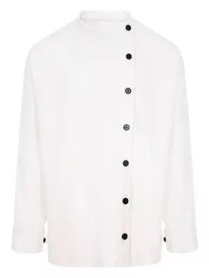 HAMZA Button Band-collar Shirt - White