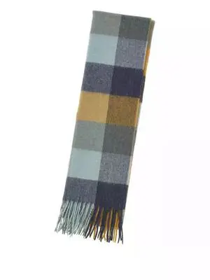 Barbour Tattersall-pattern Fringed-edges Scarf - Blue