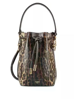 Fendi Drawstring-closure Leopard-print Bucket Bag