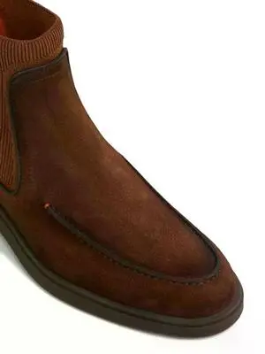 Santoni Ribbed Panel Leather Boots - Brown