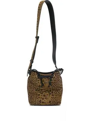 Pinko Leopard Print Drawstring Shoulder Bag