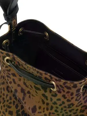 Pinko Leopard Print Drawstring Shoulder Bag