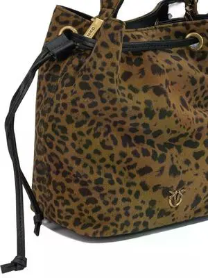 Pinko Leopard Print Drawstring Shoulder Bag