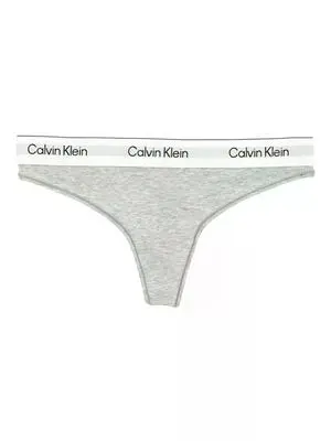 Calvin Klein Logo-waistband Thong - Grey