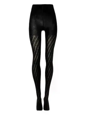 Wolford Diagonal Stripe Opaque Tights - Black