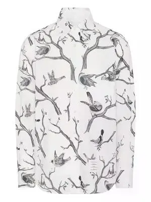 Thom Browne Bird-print Poplin Shirt - White