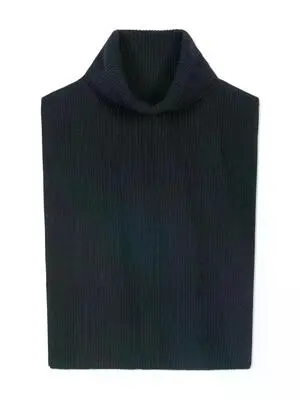 Eric Bompard Turtleneck Ribbed Scarf - Black