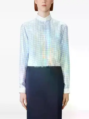 Thom Browne Silk Twill Gingham Shirt - Blue