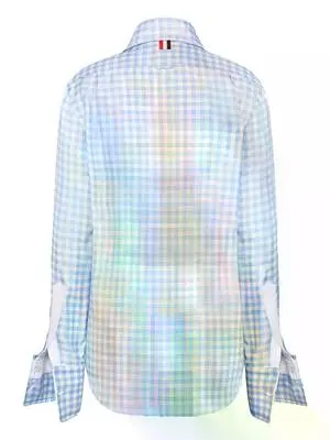 Thom Browne Silk Twill Gingham Shirt - Blue