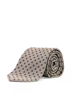 Kiton Dot-Pattern Necktie Neutrals