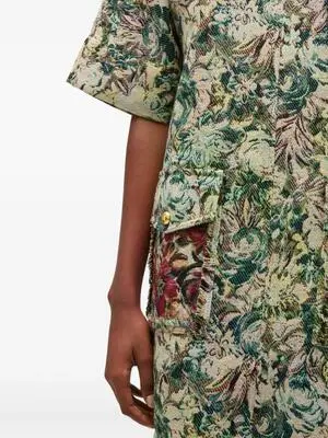 GANNI Mini Tapestry Kimono Dress - Neutrals
