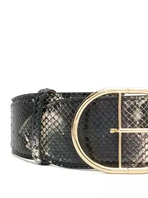 Roberto Cavalli Snake-effect Belt - Black