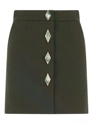 Roberto Cavalli High-waisted Mini Skirt With Jewel Buttons - Green