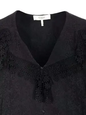 Chloé Lace Trim Blouse - Black