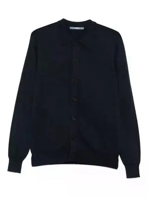 PEOPLE OF SHIBUYA Buttoned Polo-collar Cardigan - Black