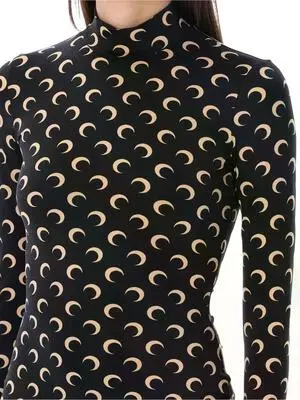 MARINE SERRE Moon-print High Neck Long Sleeve Top - Black