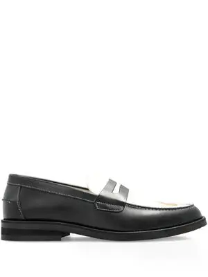 DUKE + DEXTER Printed Leather Loafers - Black