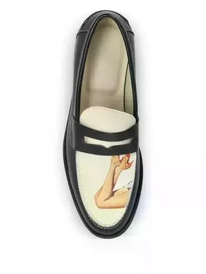 DUKE + DEXTER Printed Leather Loafers - Black
