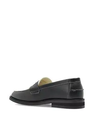 DUKE + DEXTER Printed Leather Loafers - Black