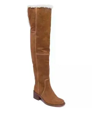 Bernardo 1946 Brix Shearling-cuff Suede Boots - Brown