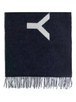Bally Fringed Logo Scarf - Blue